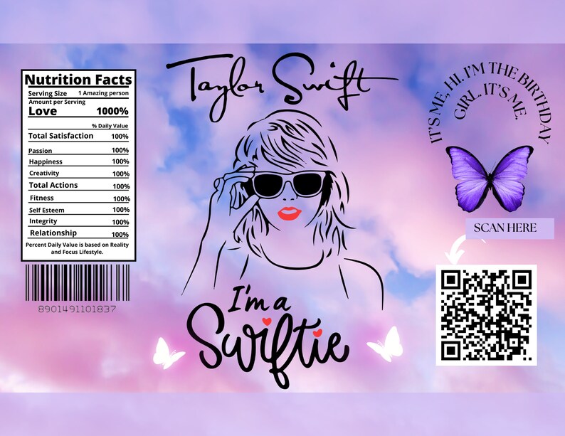 Swiftie Customize Printable Snack Bag, Taylor Swift Party Favors ...
