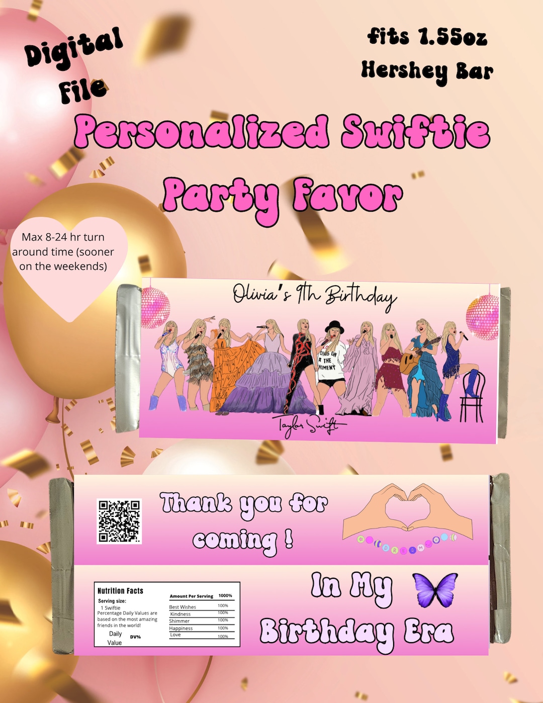 Personalized Swiftie in My Birthday Era Digital Hershey Eras Tour ...