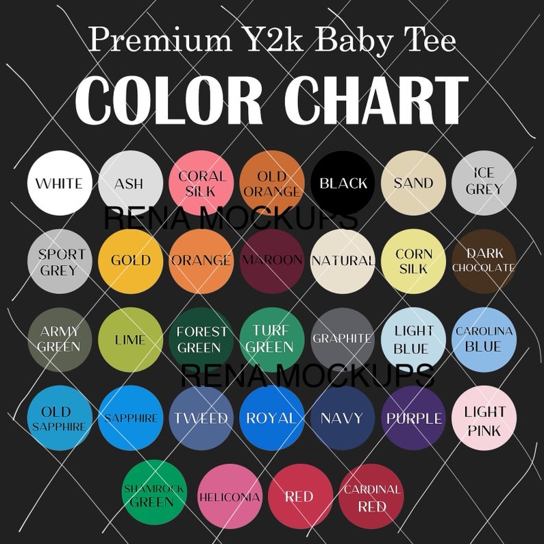 Gildan 5000B Baby Tee Size Chart and Color Guide Gildan Crop Tee Size ...