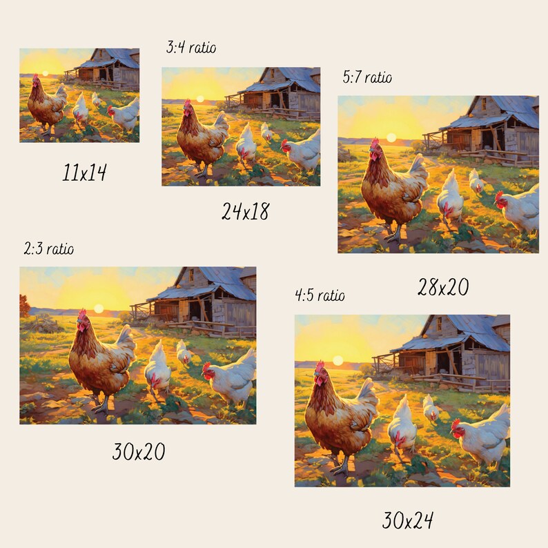 Printable Chicken Farm Wall Art Chicken Painting Farmhouse Decor ...