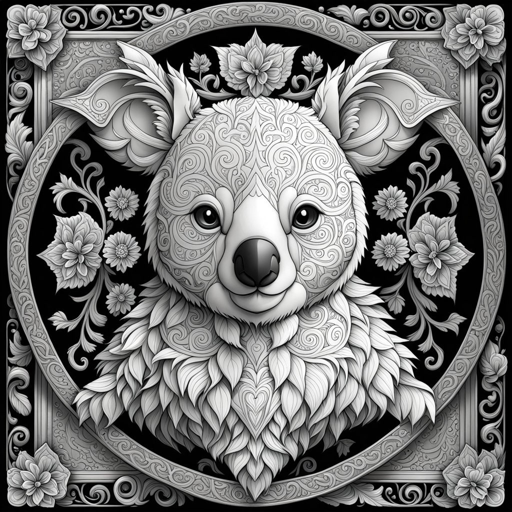 Animal Mandella/sketchwork Art Design Black and White - Etsy