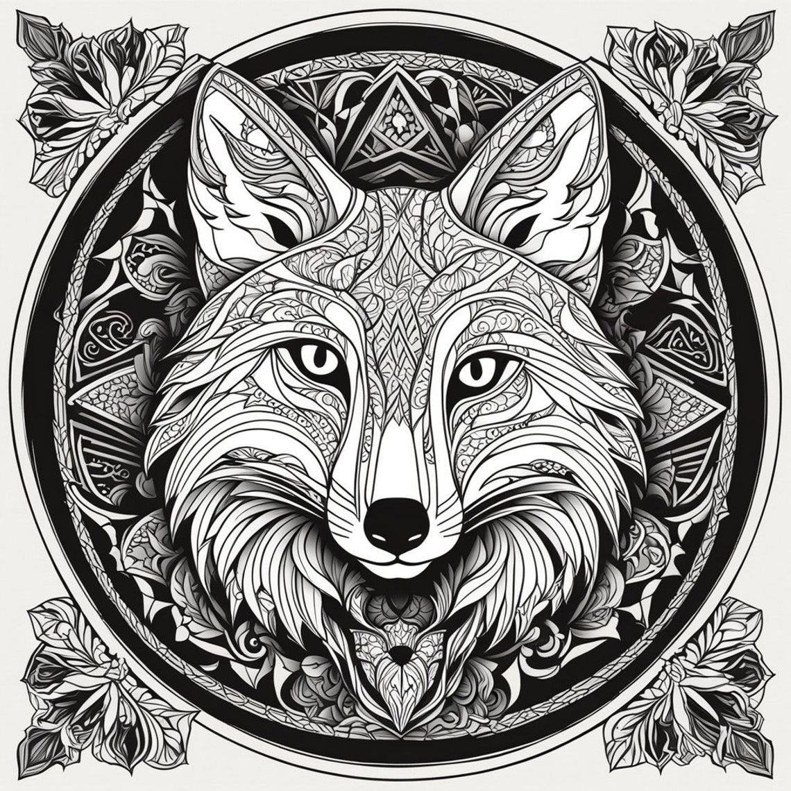 Animal Mandella/sketchwork Art Design Black and White - Etsy