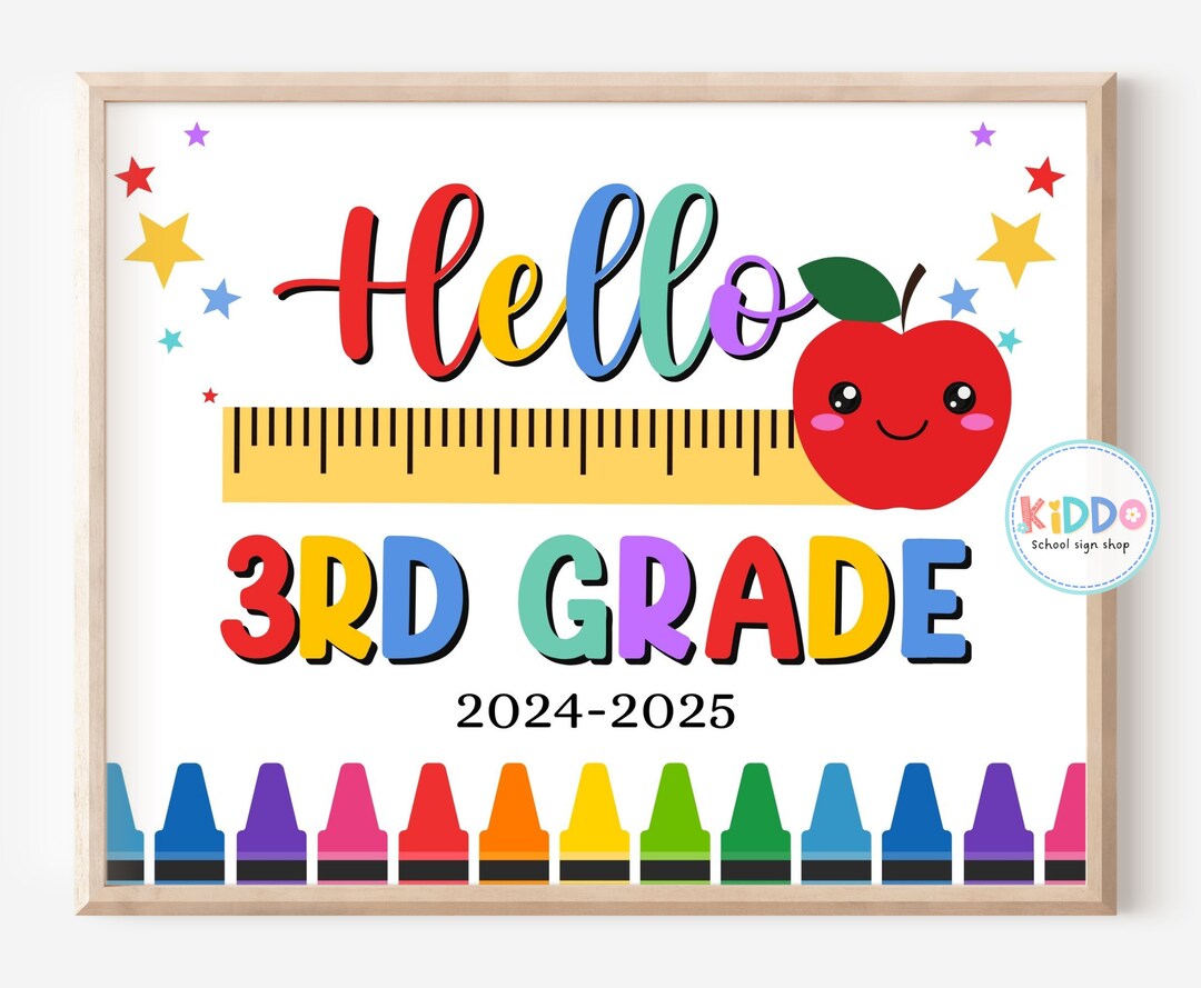 HELLO THIRD Grade Sign, 3RD Grade Poster, First Day of School Printable ...