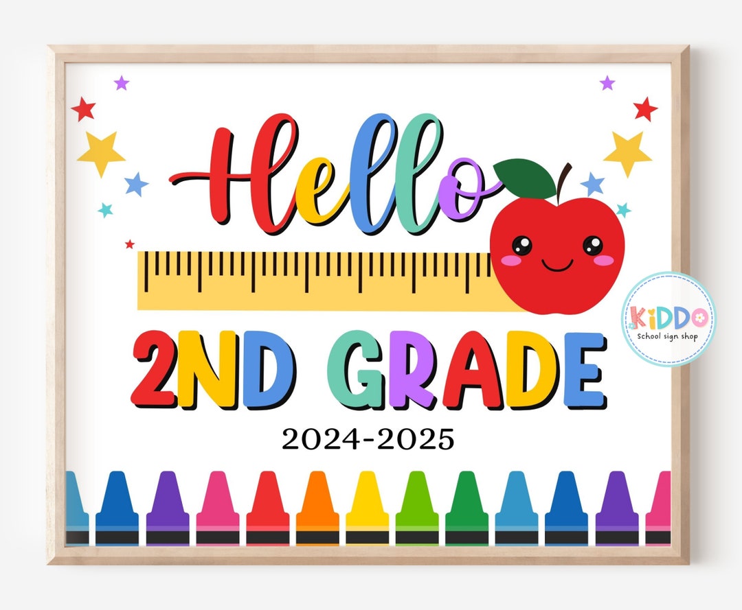 HELLO 2ND Grade Sign, Second Grade Poster, First Day of School ...