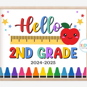HELLO 2ND Grade Sign, Second Grade Poster, First Day of School ...