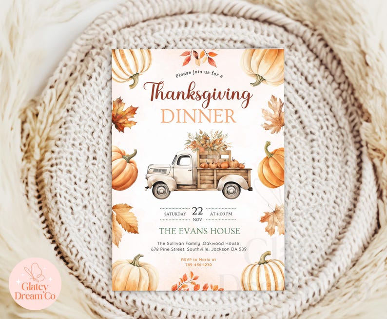 EDITABLE Thanksgiving Dinner Evite, Let's Gather Thanksgiving Dinner ...