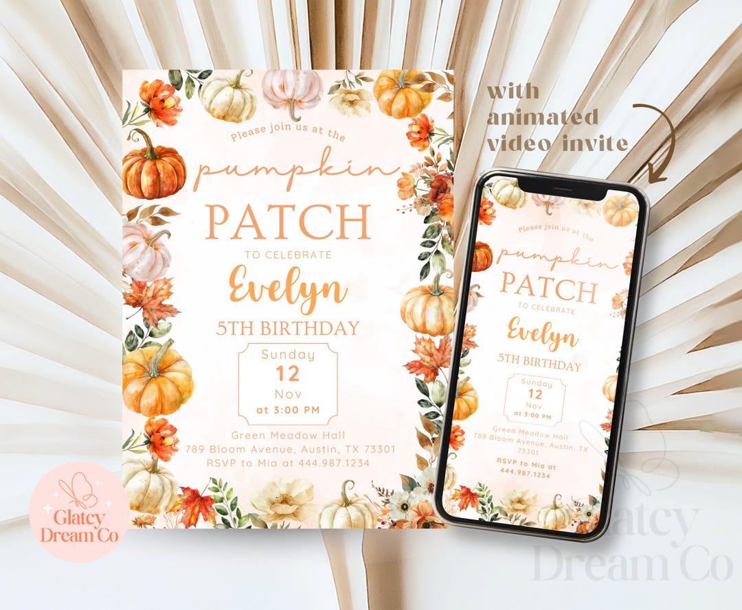 EDITABLE Pumpkin Patch Invitation Birthday for Any Age, Fall Autumn ...