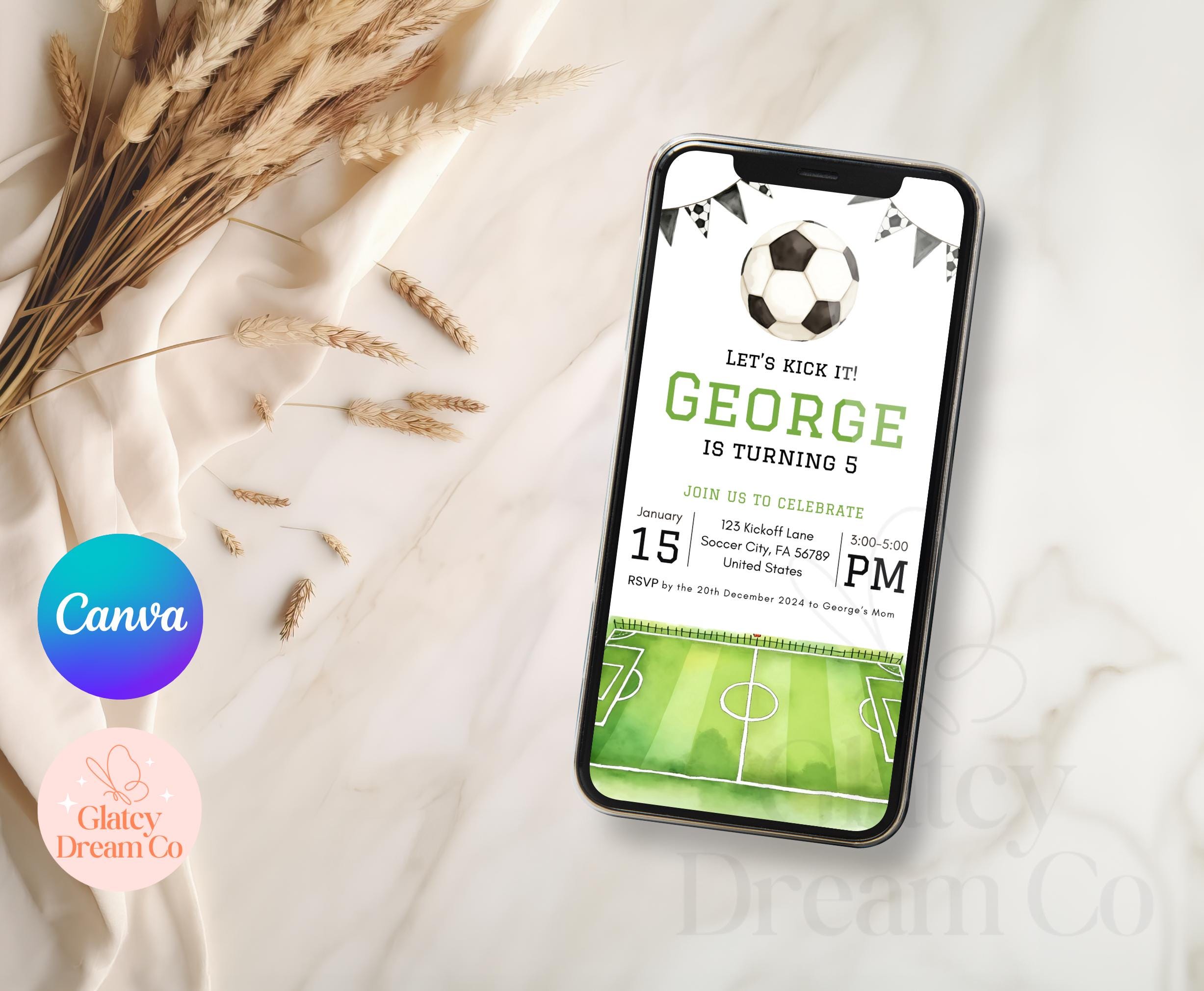 EDITABLE Soccer Invitation, Editable Sports Birthday Invitation ...