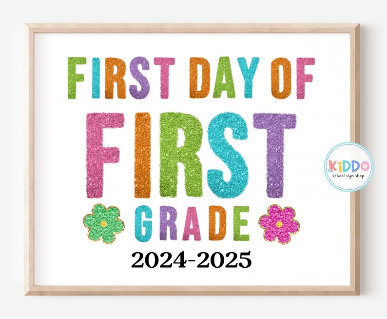 FIRST Day of First Grade Sign, FIRST Day of 1st Grade, Tinsel Pastel ...