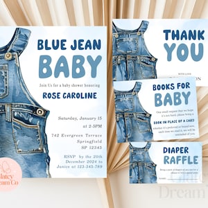 EDITABLE Blue Baby Jean Baby Shower Bundle for Baby Boy Invite Evite ...