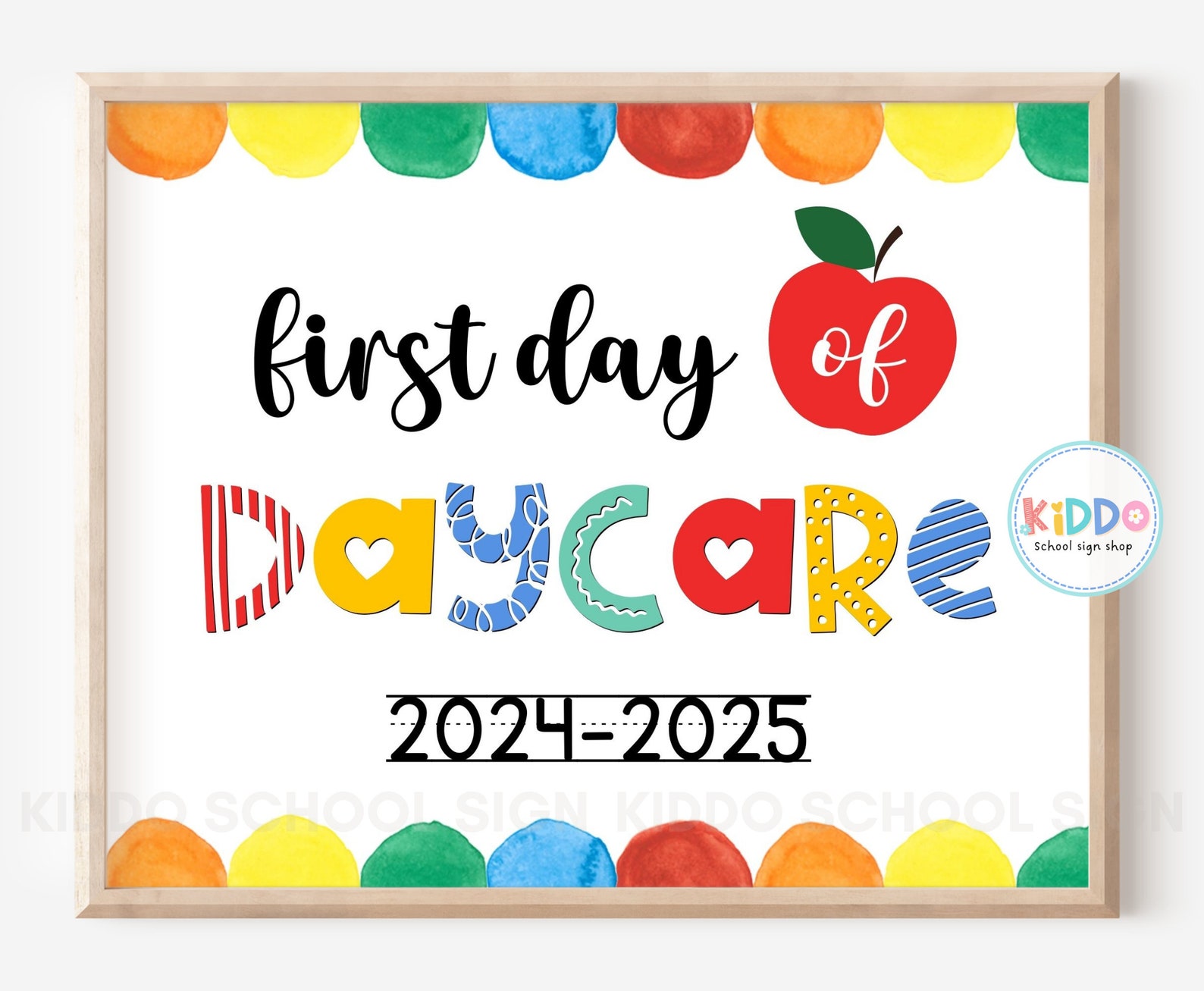 FIRST Day of Daycare Sign, Rainbow First Day of School Printable Sign ...