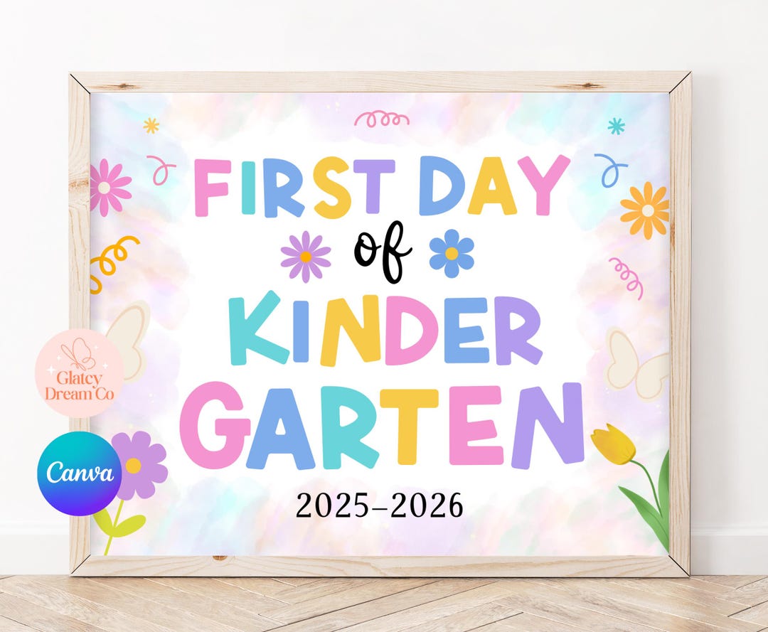 EDITABLE FIRST & LAST Day of Kindergarten or Any Grade, Cute Pastel ...