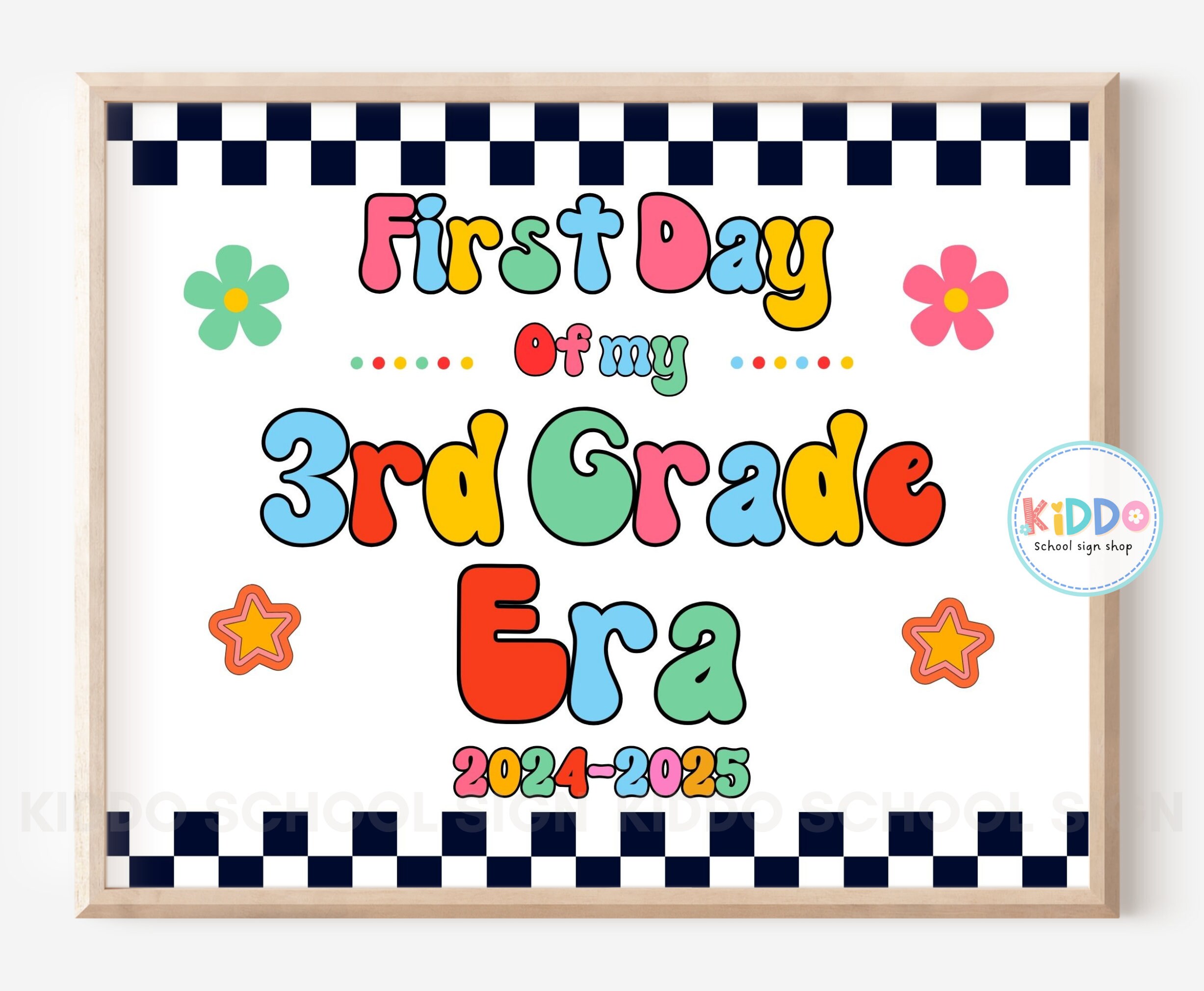 FIRST Day of Third 3rd Grade Sign HELLO Elementary 3 Girl Rainbow Cute ...