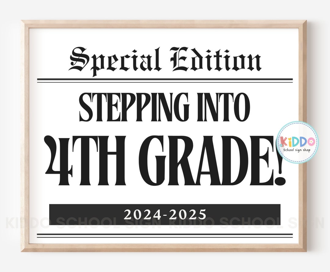 FIRST Day of 4th Third Grade Newspaper Theme Stepping Into 4th Grade FIRST of School Printable ...
