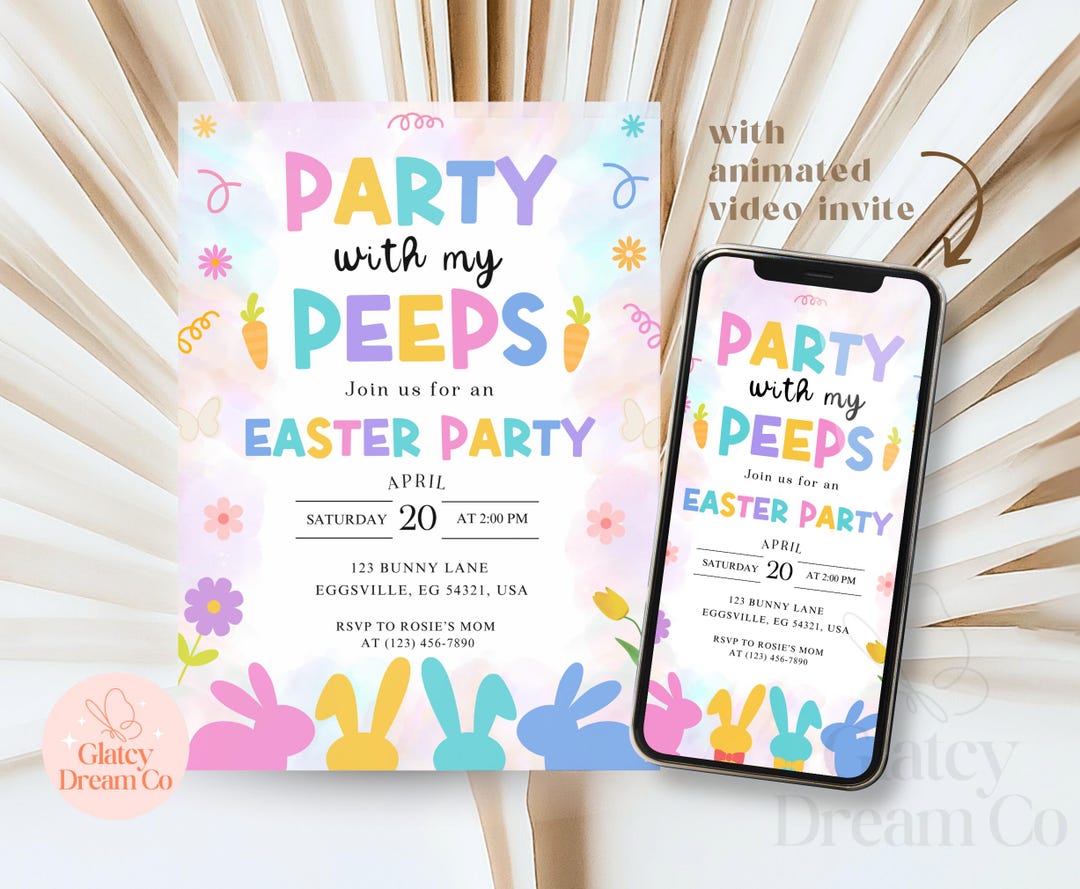 EDITABLE Easter Egg Hunt Party Invitation Evite, Pastel Party With My ...