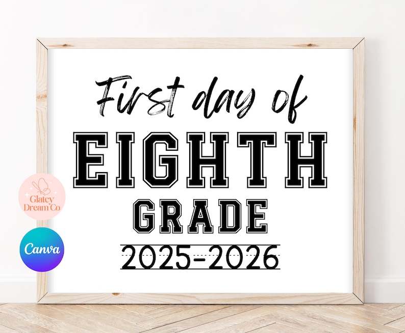 EDITABLE First Day & Last Day of Eighth Grade Era or Any Grade Sign 1st ...