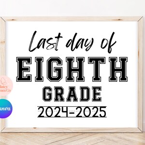 EDITABLE First Day & Last Day of Eighth Grade Era or Any Grade Sign 1st ...