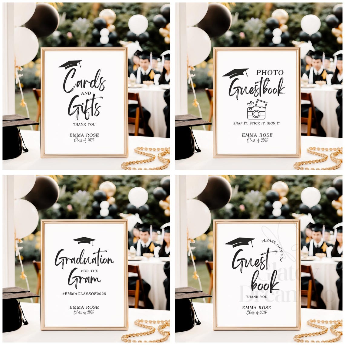 EDITABLE Graduation Party Sign Template Bundle, Qr Code Sign College ...