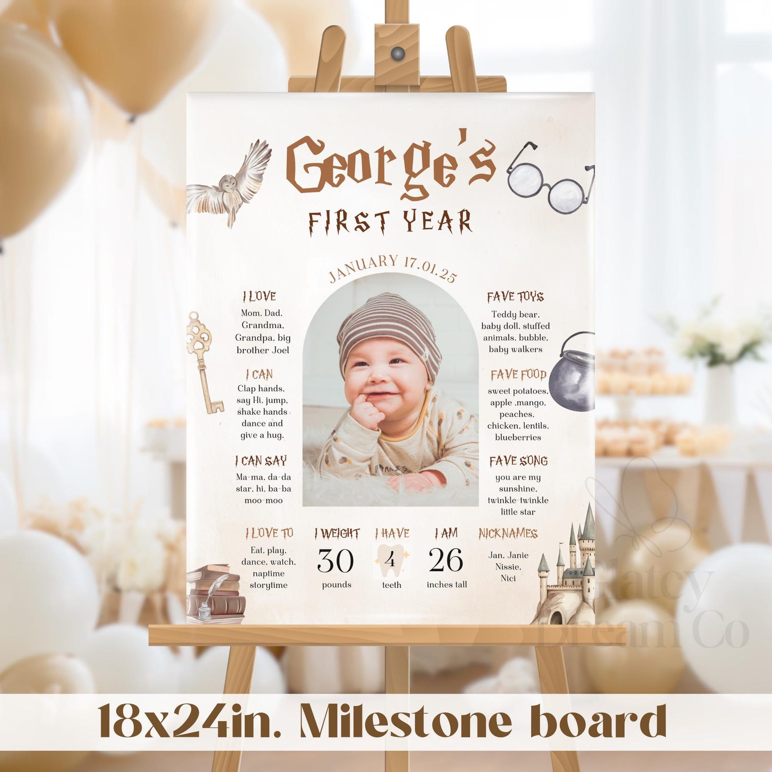 EDITABLE the Chosen One Milestone Board, Winter Wizard, Magic School ...