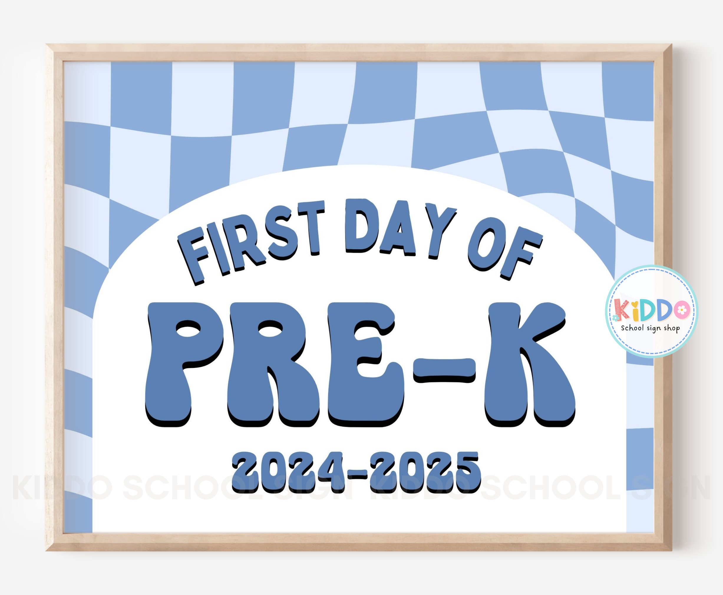 FIRST Day of Pre-k Blue Retro Boy Sign, FIRST Day of School, HELLO ...
