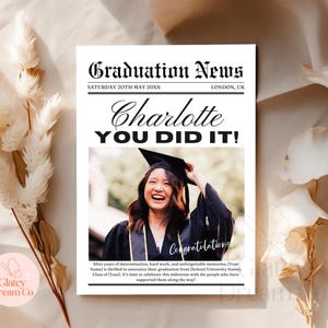 EDITABLE Graduation Newspaper Poster Invitation Template Newspaper ...