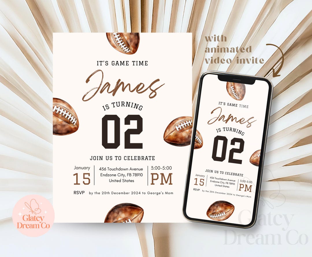 EDITABLE American Football Birthday Party Invite for Any Age, Game Time ...
