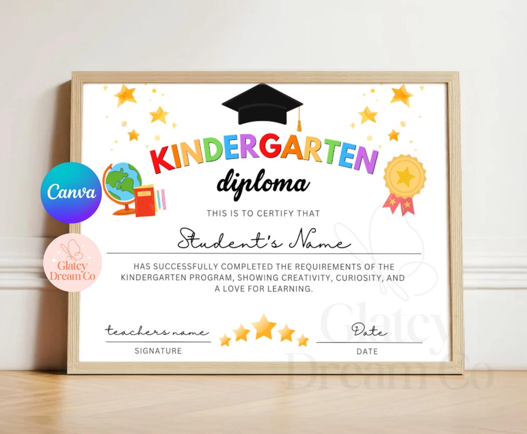 FULLY EDITABLE Kindergarten Diploma Certificate Template Kindergarten ...