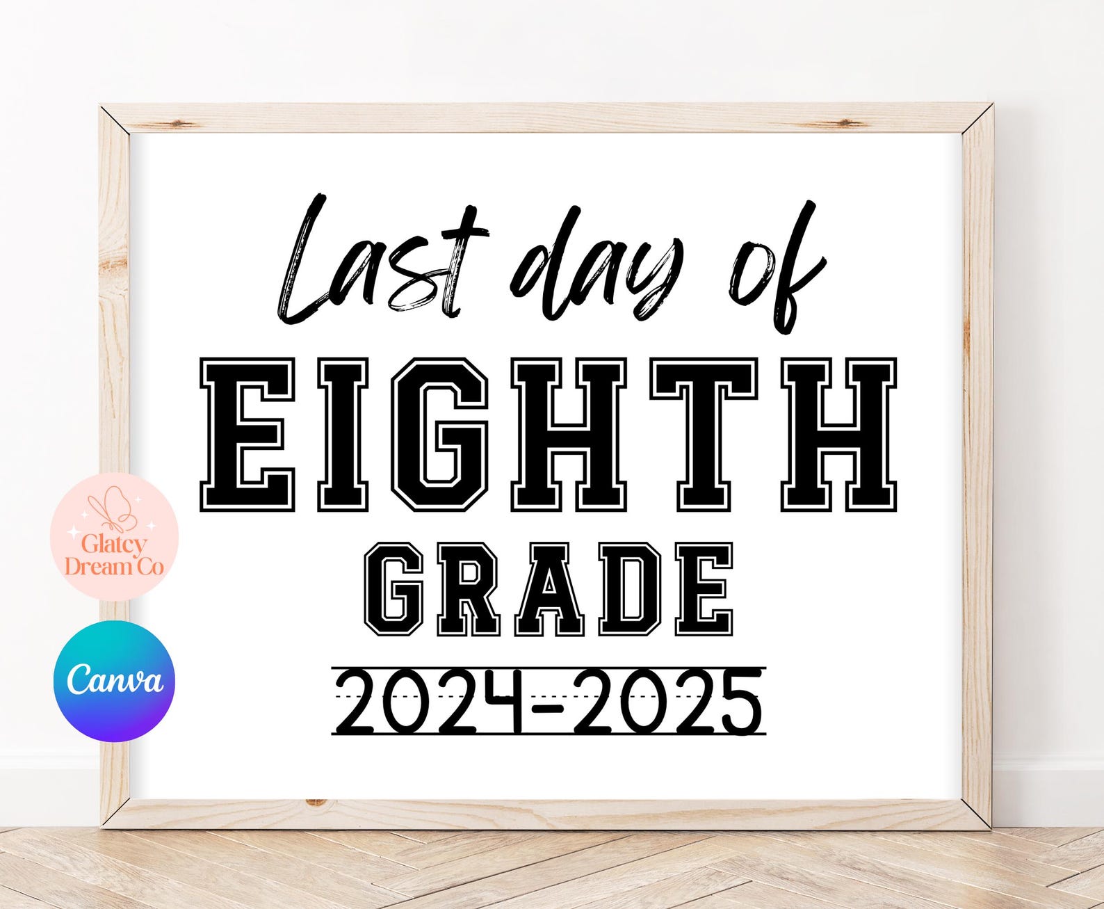 EDITABLE First Day & Last Day of Eighth Grade Era or Any Grade Sign 1st ...