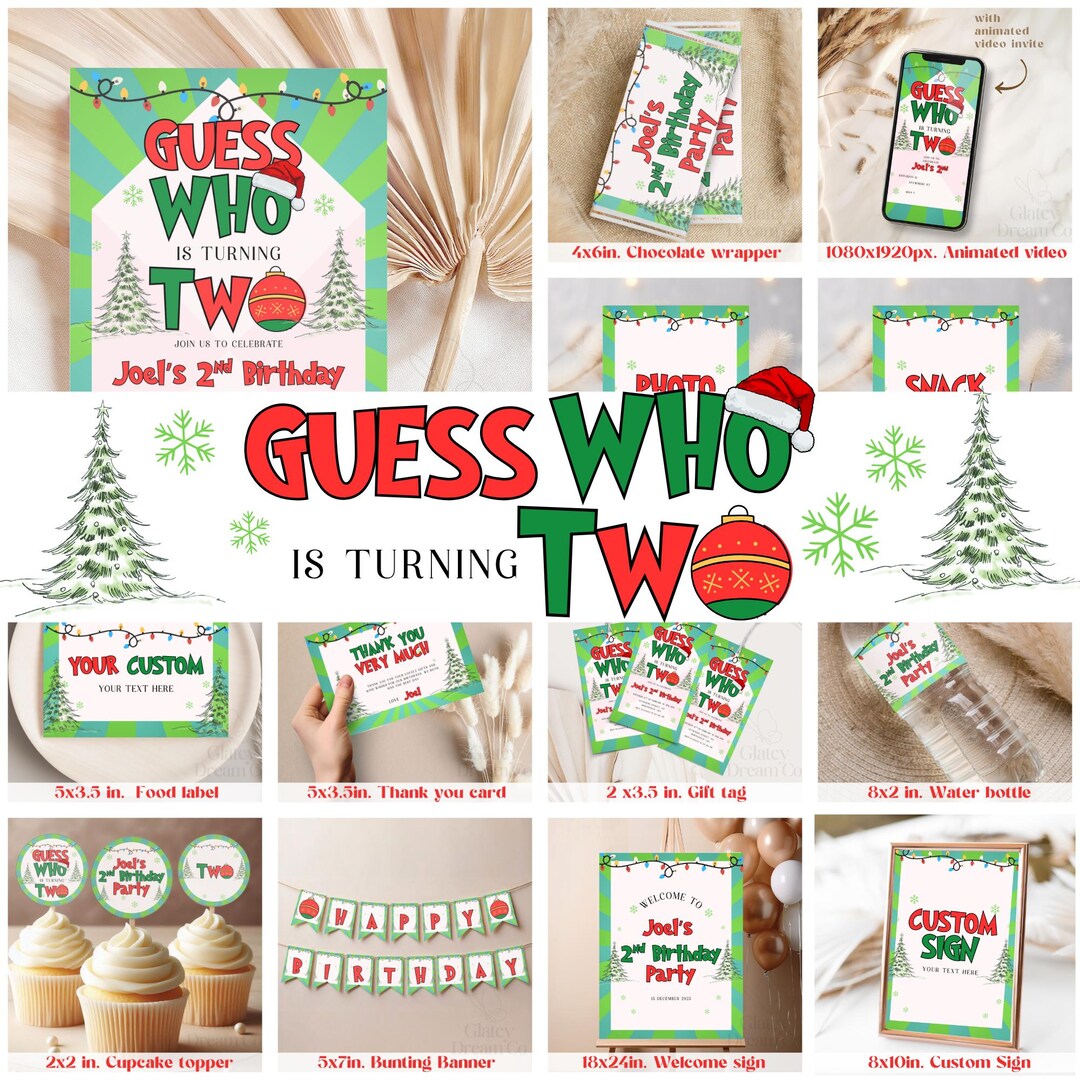 EDITABLE Guess Who is Turning Two Birthday Bundle, Printable 2nd Party ...