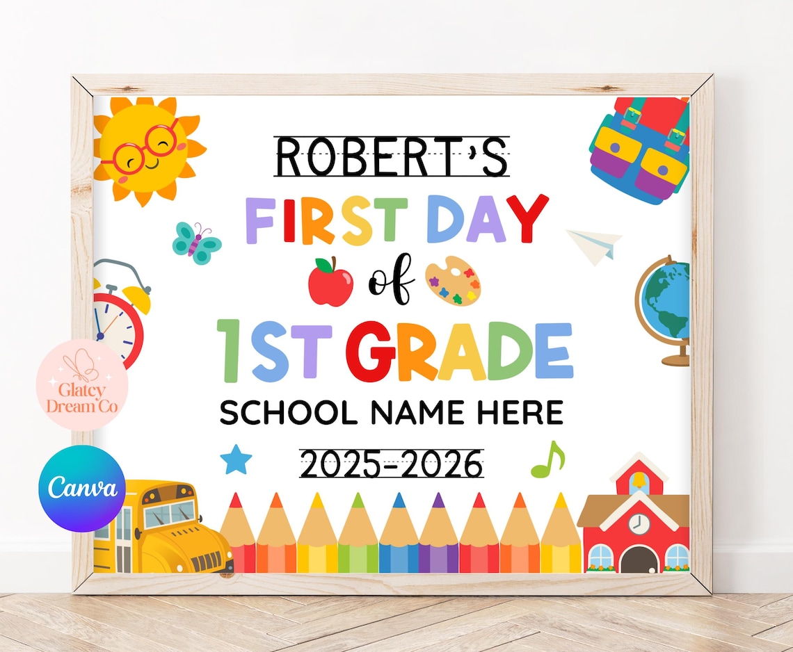 EDITABLE FIRST & LAST Day of 1st, 2nd, 3rd or Any Grade Colorful ...