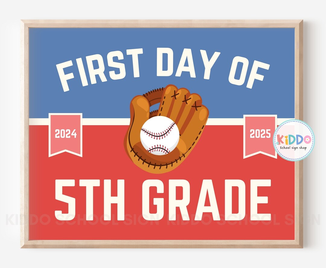FIRST Day of Fifth 5th Grade Sign Retro Vintage Poster 2024 2025 ...