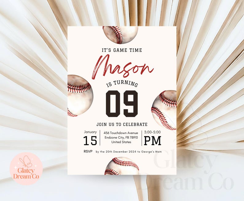 EDITABLE Baseball Party Invitation for ANY AGE Birthday Invite Rookie ...