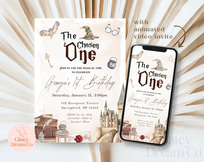 The Chosen One Invitation; Wizard Birthday Party; Magic School 1st ...