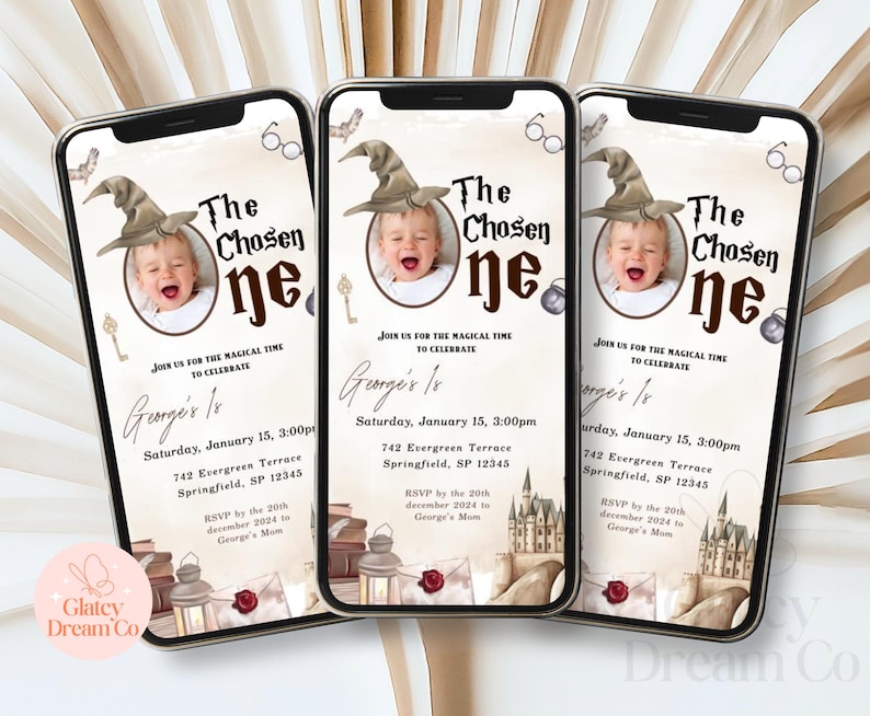 EDITABLE Photo the Chosen One Digital Invitation, Winter Wizard, Magic ...