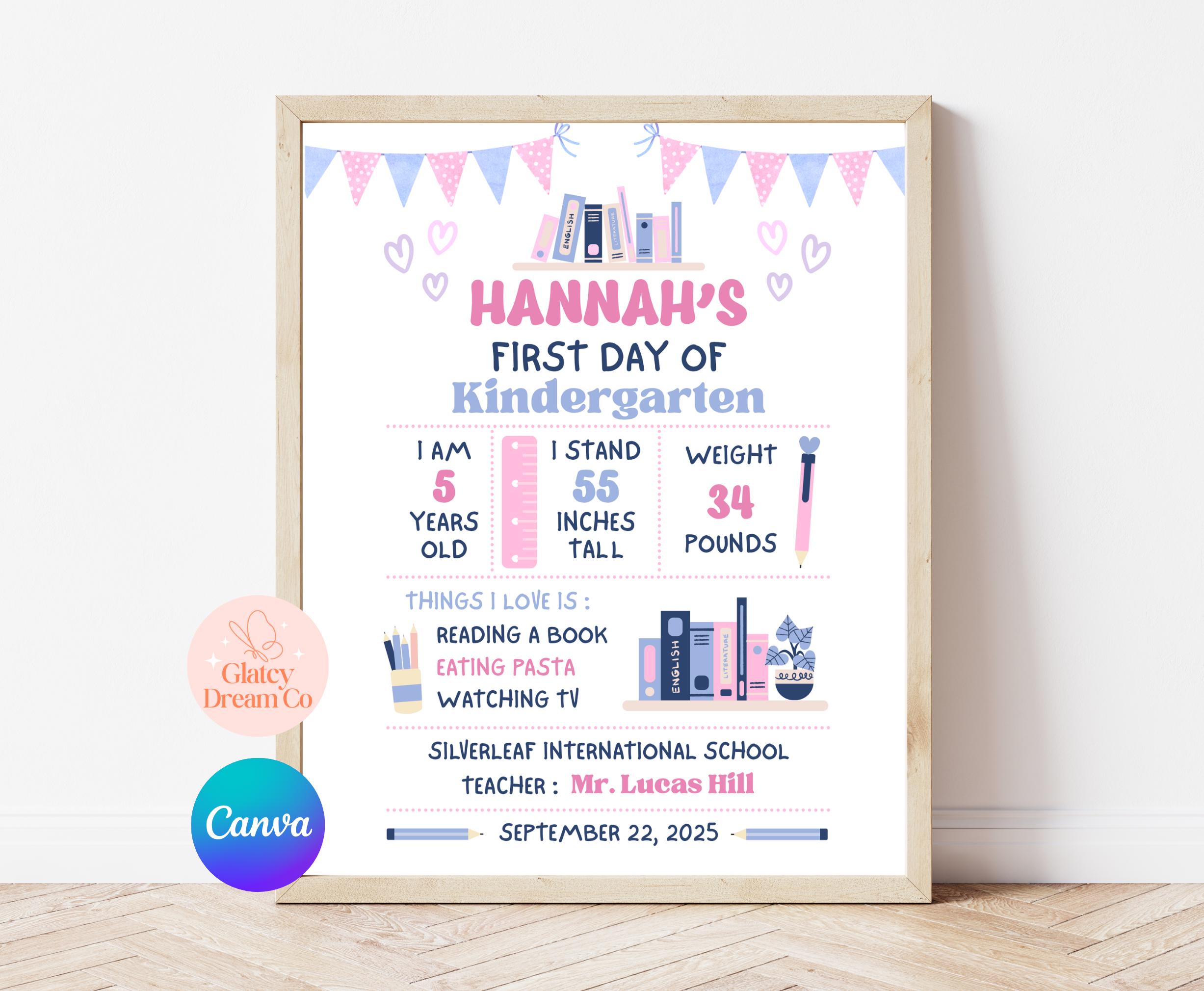 EDITABLE FIRST DAY of School Sign Kindergarten, 1st, 2nd, 3rd or Any ...