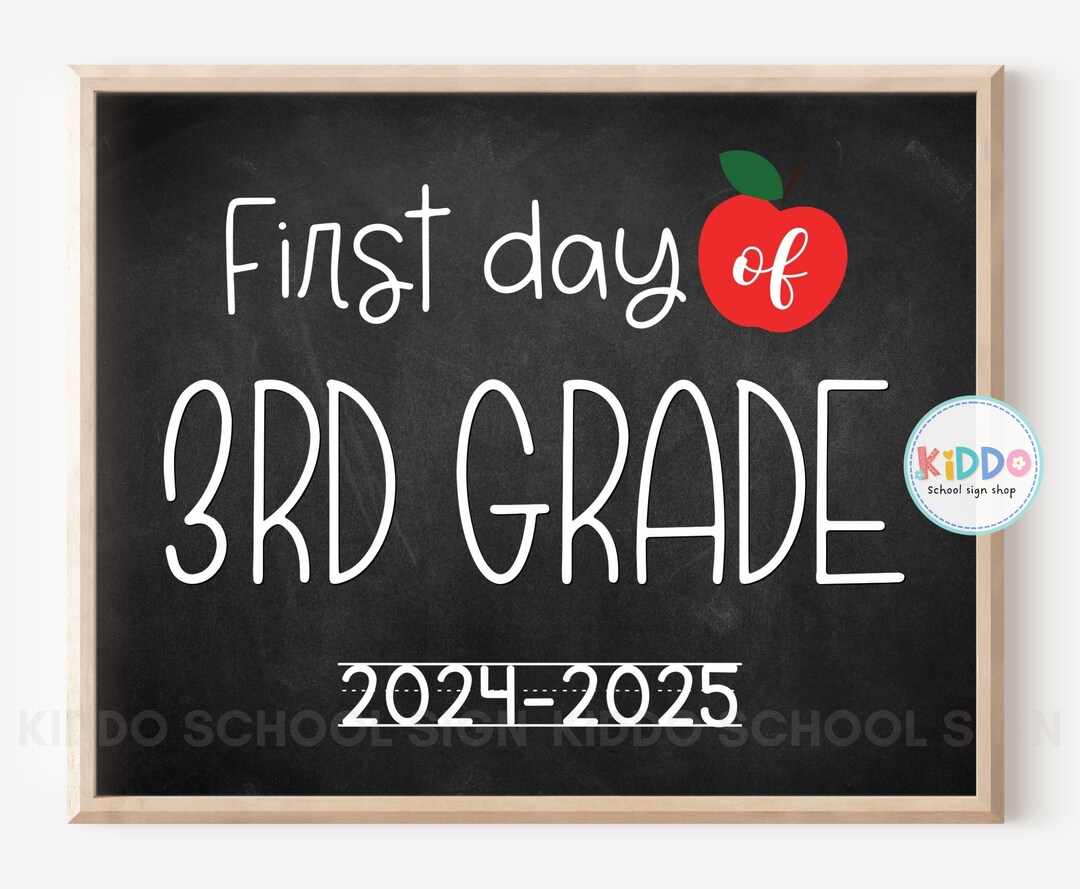 FIRST Day of Third 3rd Sign, Apple Simple Chalkboard FIRST Day of ...