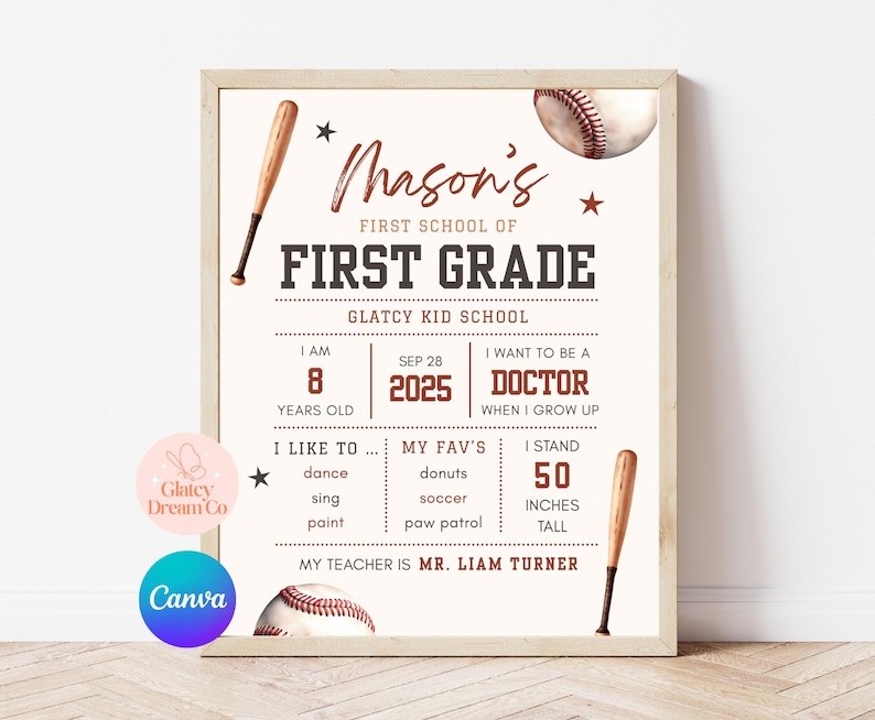 EDITABLE FIRST DAY of School Sign 1st, 2nd, 3rd or Any Grade Back to ...
