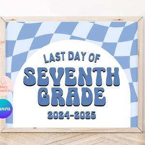 EDITABLE First Day & Last Day of Seventh 7th or Any Grade Sign BLUE ...