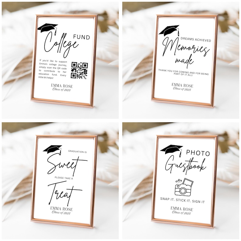 EDITABLE Editable 16 Graduation Signs, Class of 2025 Grad Party, QR ...