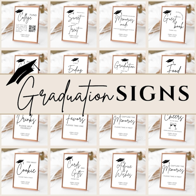 EDITABLE Editable 16 Graduation Signs, Class of 2025 Grad Party, QR ...