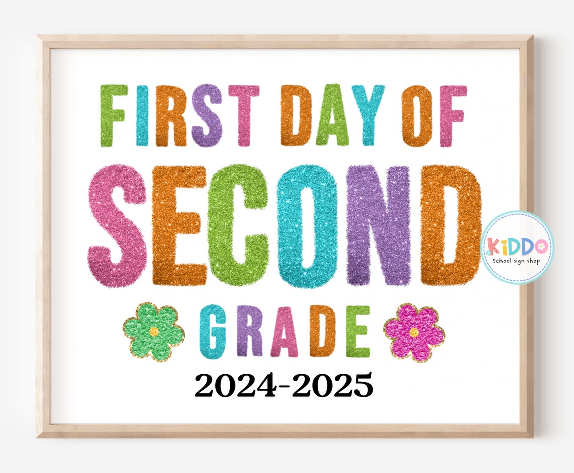 FIRST Day of Second Grade Sign, FIRST Day of 2nd Grade, Tinsel Pastel ...