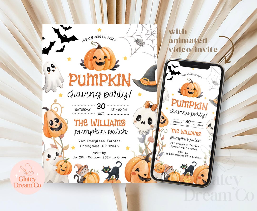 EDITABLE Pumpkin Craving Party Halloween Family Party Invitaion ...