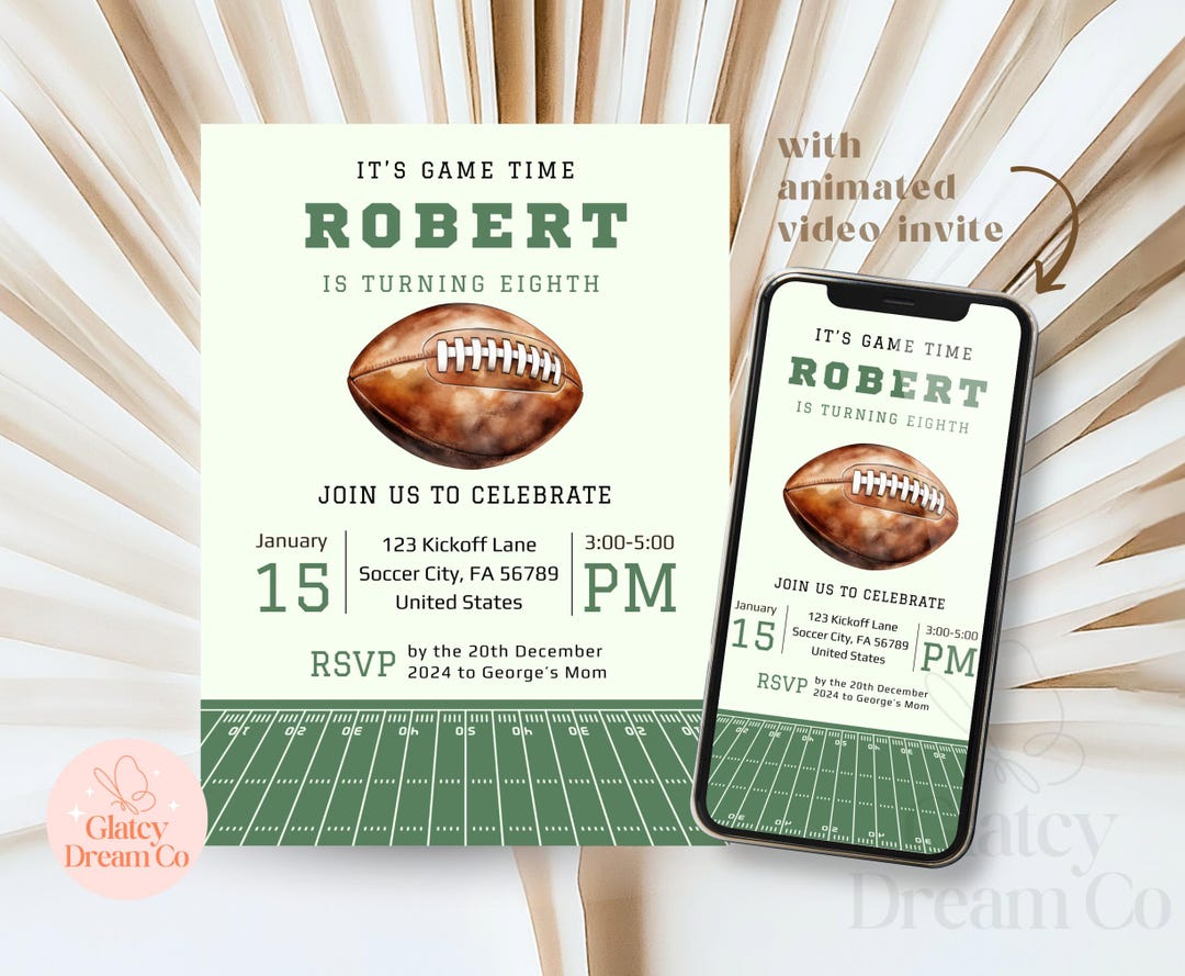 EDITABLE Football Game Time for ANY AGE Birthday Football Party ...