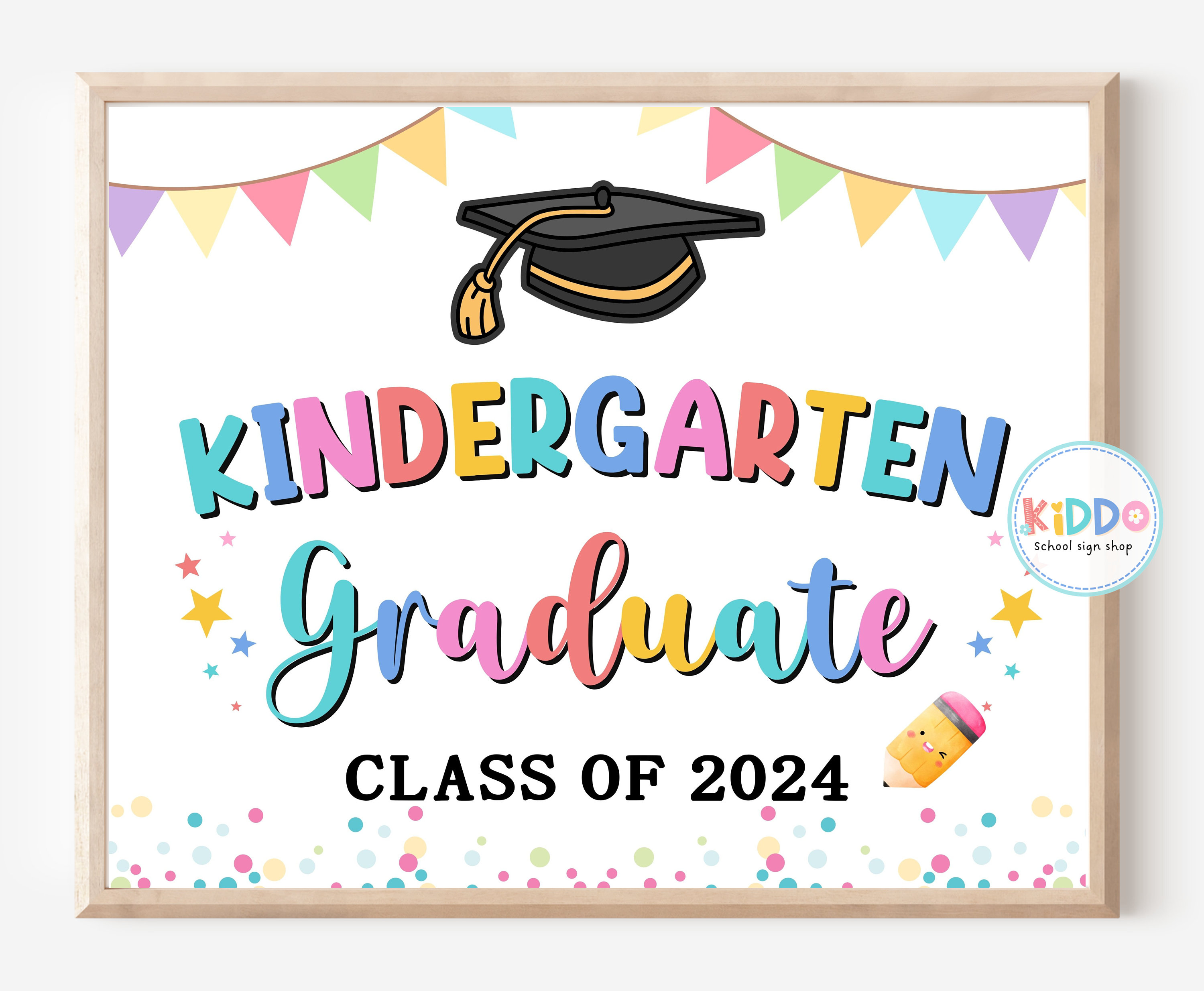 Kindergarten Graduation Sign, Graduation Printable Sign for Girl, Girly ...