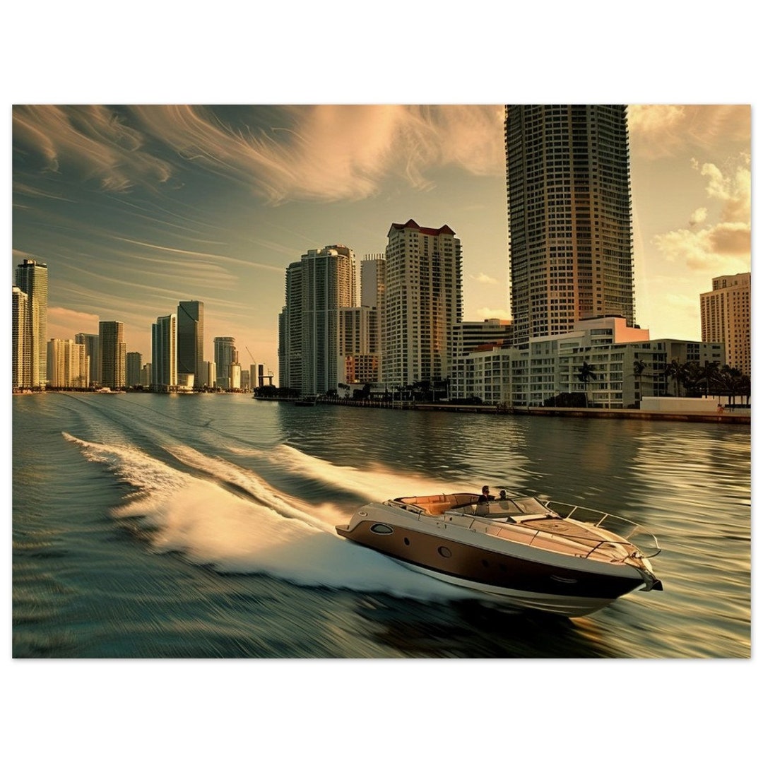 Miami Poster, Wall Art, Miami Beach, Florida Poster, Yacht, Speedboat ...
