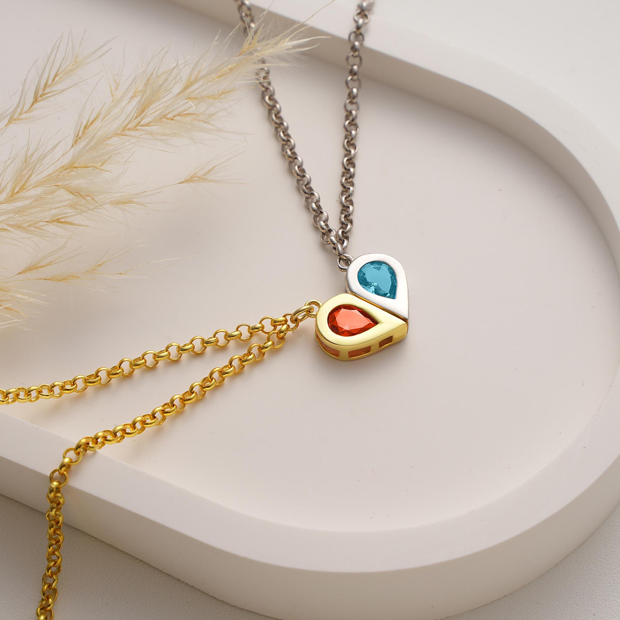 Couple Bracelets With Birthstones, Matching Magnetic Heart Bracelet ...