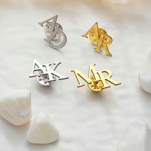 Custom Initial Lapel Pin, Personalized Letter Lapel Pin, Letter Brooch, Initial Pin for Groom ...