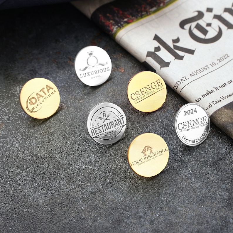 Custom Lapel Pin With Logo, Personalized Company Badge Pin, Engraved Logo Brooch Pin, Gift for ...