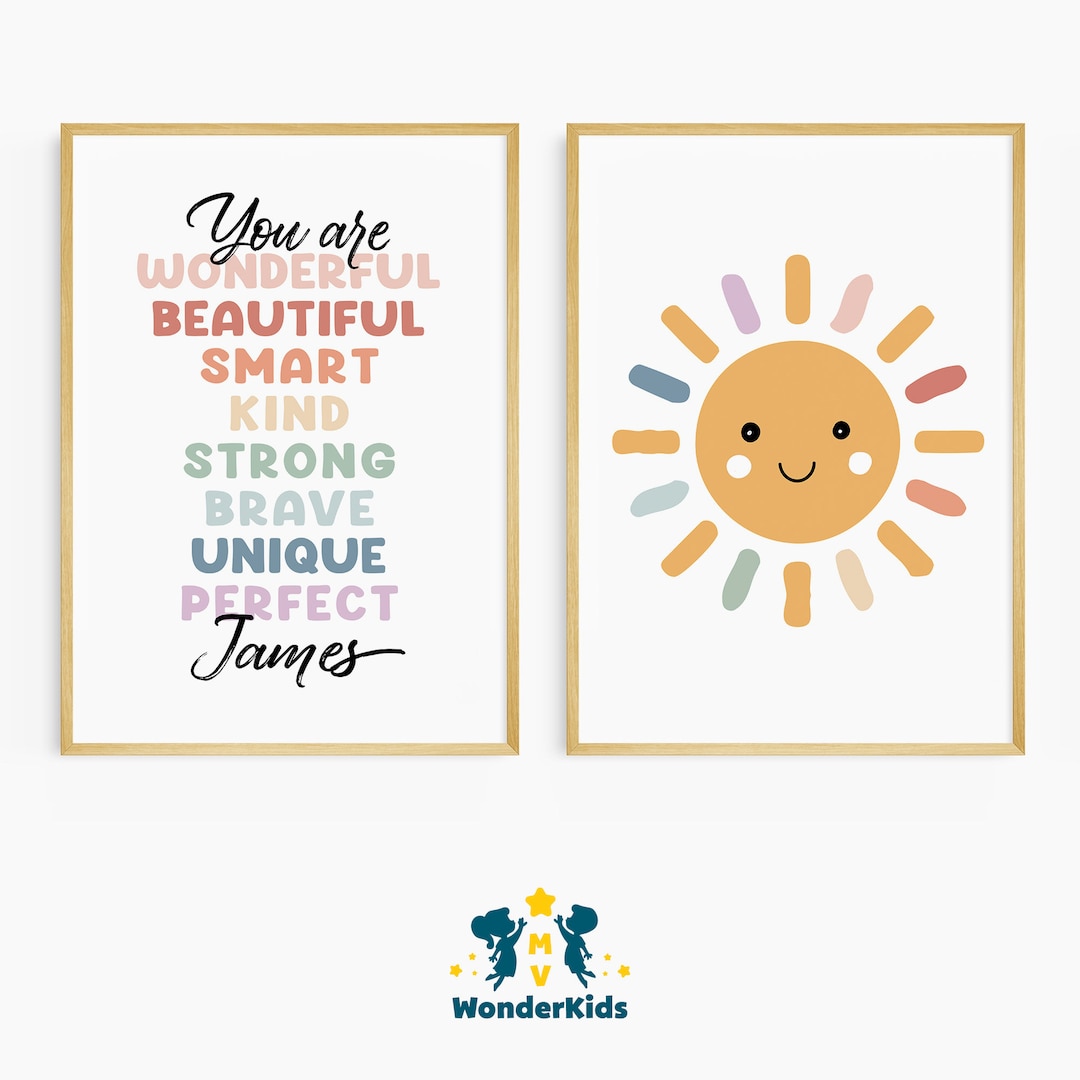 Personalized Name and Affirmation Poster With Smiling Sun ...