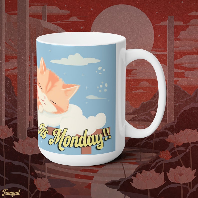 Don't Wake Me up It's Monday, Funny Sleepy Cat, Funny Cat Coffee Cup ...